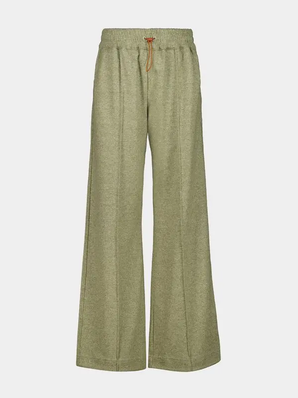 120% Lino Wool And Cashmere Wide-leg Trousers - Green