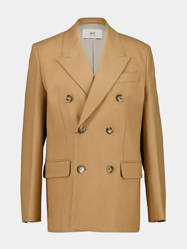 AMI Paris Wool Oversized Double-breasted Jacket - Brown