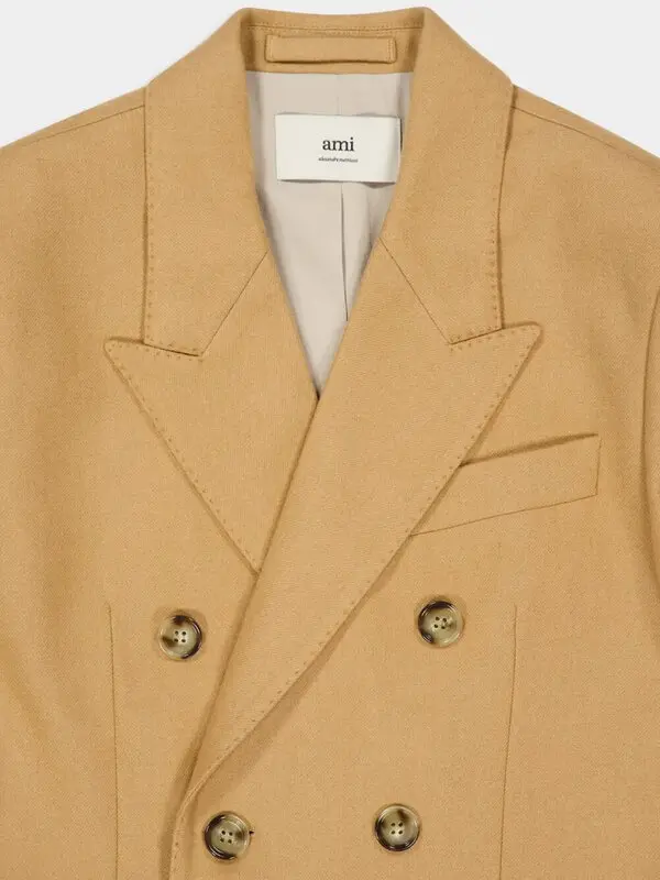 AMI Paris Wool Oversized Double-breasted Jacket - Brown