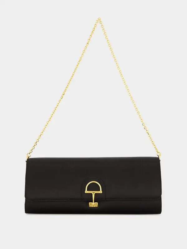 Gucci Silk Satin Clutch With Horsebit