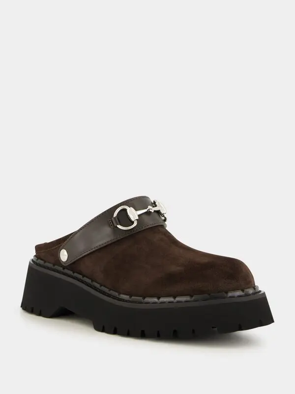 Gucci Suede Mule With Horsebit Detail