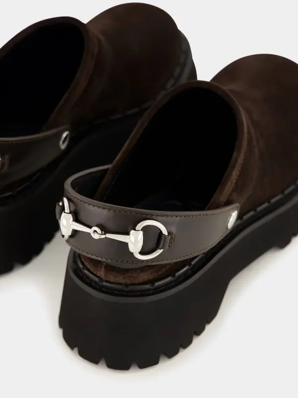 Gucci Suede Mule With Horsebit Detail