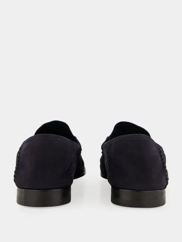 Gucci Nabuk Leather Horsebit Moccasins - Blue