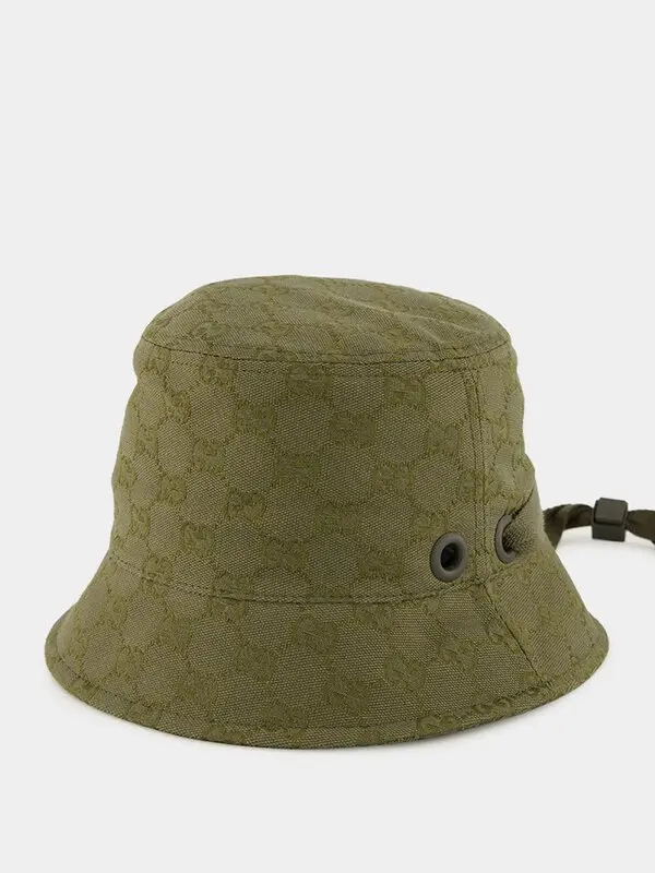 Gucci Gg Canvas Bucket Hat With Tie - Green