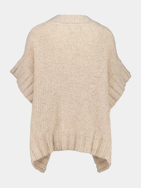 120% Lino Cashmere Blend Poncho Top - Beige