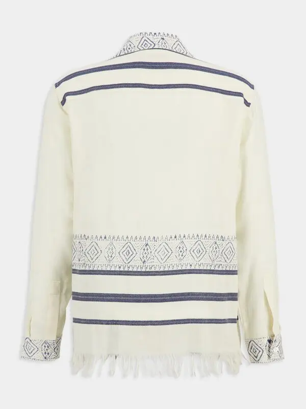BAZISZT Off-white And Talilo Embroidered Shirt - Blue