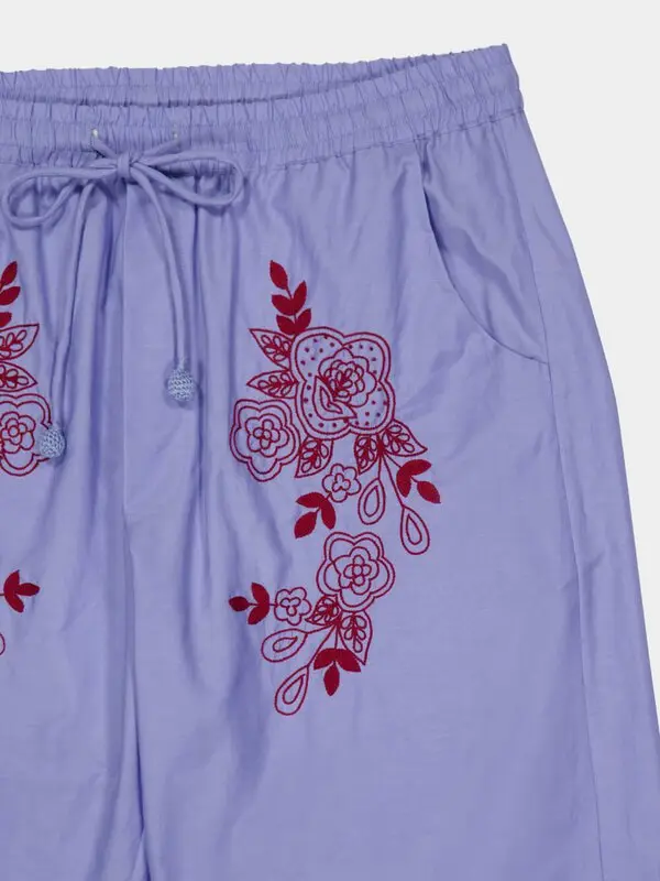 BAZISZT Floral Embroidered Pants