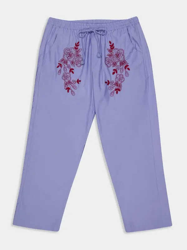 BAZISZT Floral Embroidered Pants