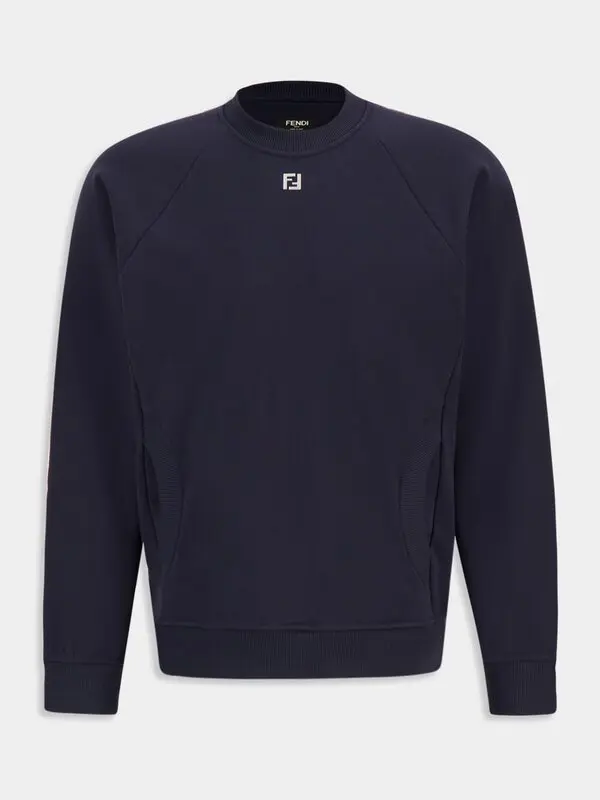 Fendi Cotton Ff Metal Logo Sweater - Blue