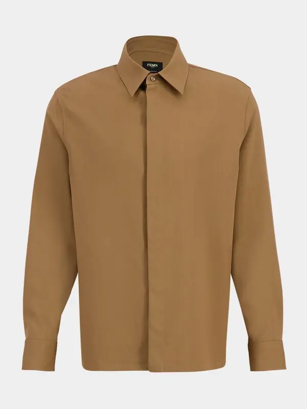 Fendi Rust Wool Gabardine Shirt - Brown