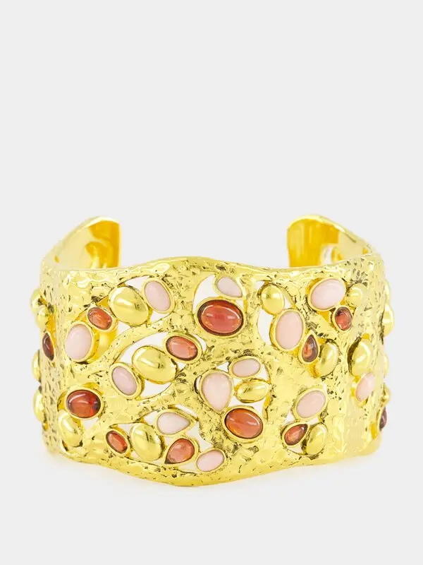 AURÉLIE BIDERMANN Atalide Cuff With Garnet And Pink Opal - Gold