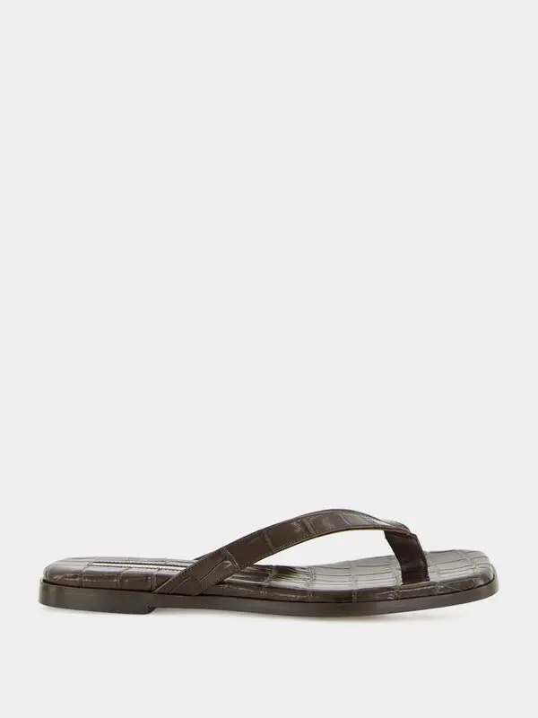 EMME PARSONS Espresso Croc Meta Thong Sandals - Brown