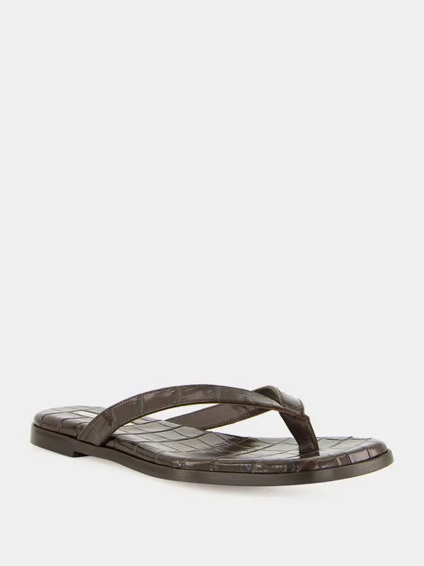 EMME PARSONS Espresso Croc Meta Thong Sandals - Brown