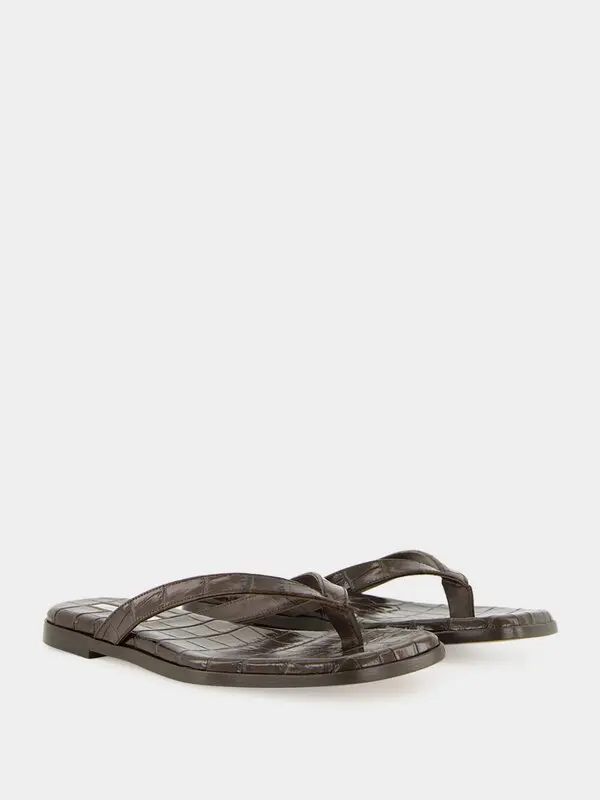EMME PARSONS Espresso Croc Meta Thong Sandals - Brown