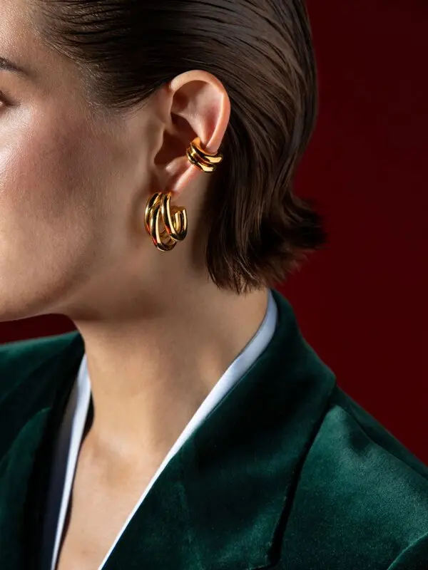 Rabanne Hoops And Punk Ear Cuffs Set - Gold