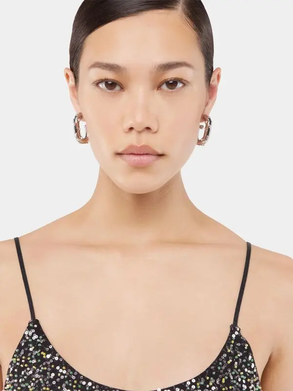 Rabanne Xl Link Rhinestone Earrings - Silver