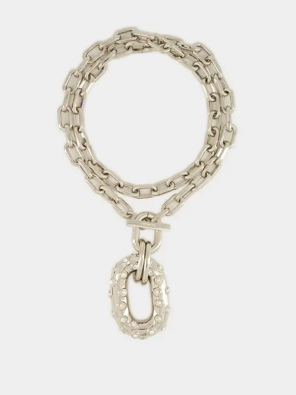 Rabanne Xl Link Rhinestone Necklace - Silver