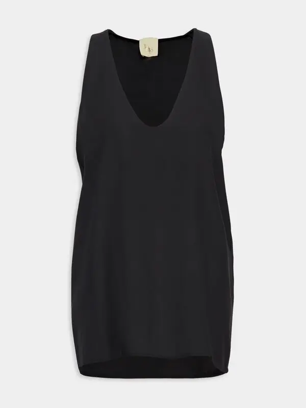 PAULA Serena Silk Tank Top - Black
