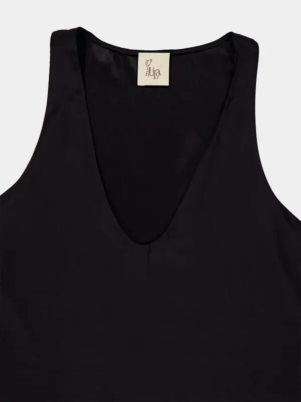PAULA Serena Silk Tank Top - Black