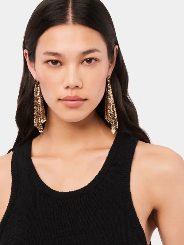 Rabanne Pixel Mesh Drop Earrings - Gold