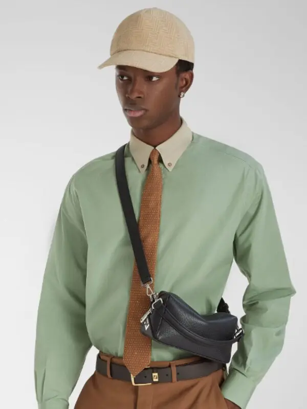 Fendi Light Poplin Shirt With Contrast Collar - Green