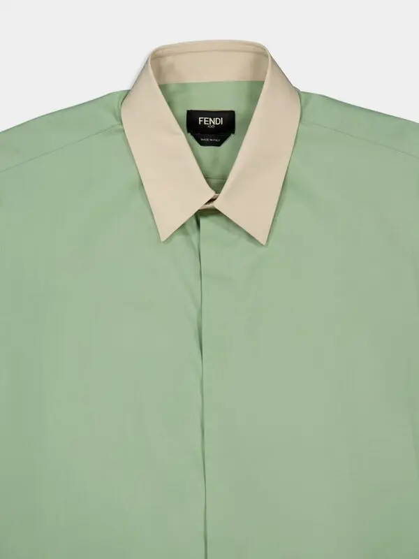 Fendi Light Poplin Shirt With Contrast Collar