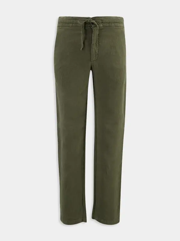 120% Lino Linen Drawstring Trousers - Green