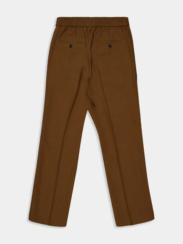 AMI Paris Wool Flannel Elasticated Waist Trousers - Brown
