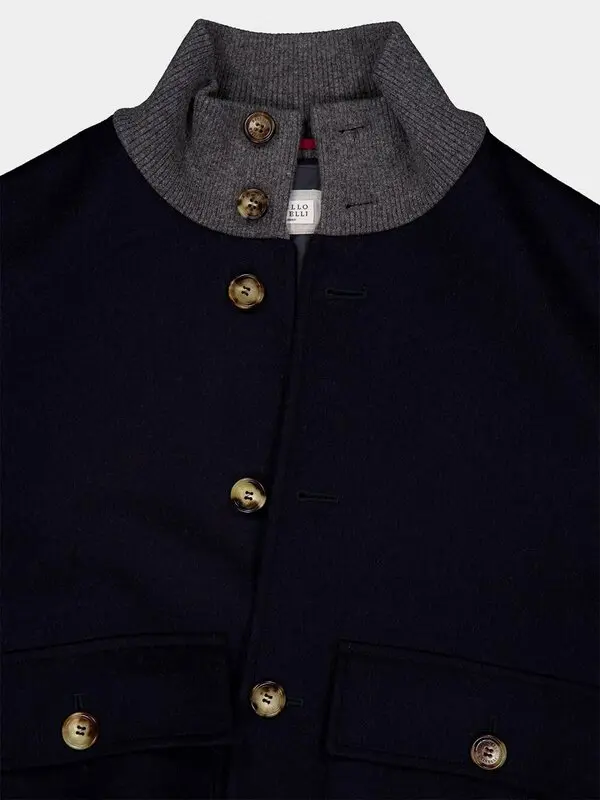 Brunello Cucinelli Wool Jacket With Knit Trim