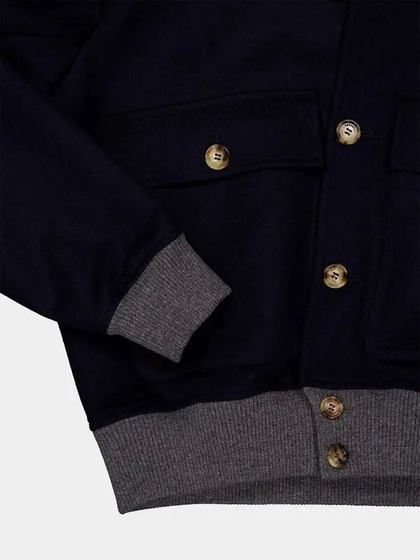Brunello Cucinelli Wool Jacket With Knit Trim