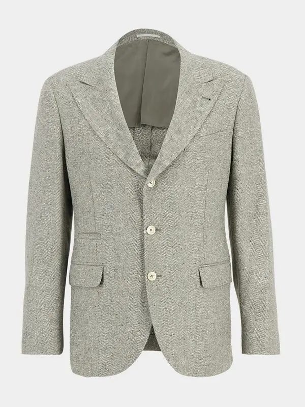 Brunello Cucinelli Wool Blazer With Pockets - Grey