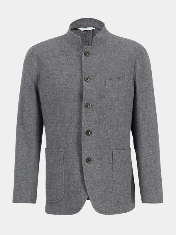 Boglioli Wool-cashmere Stand Collar Jacket - Grey