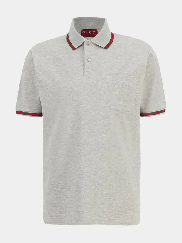 Gucci Melange Stretch Cotton Polo - Grey