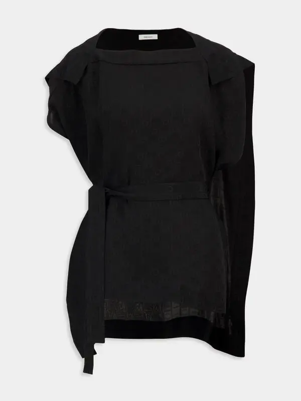 FERRAGAMO Silk Blouse With Waist Detail - Black