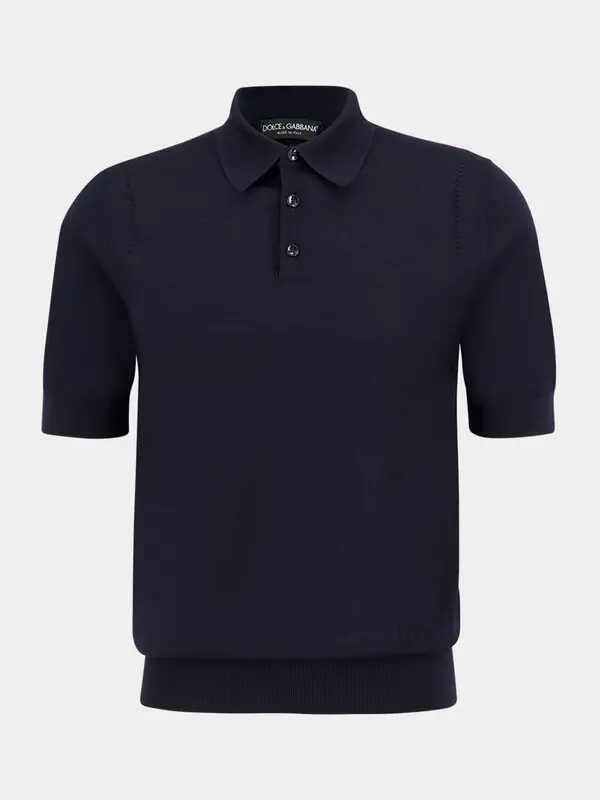 Dolce & Gabbana Fine-gauge Wool Polo Shirt - Blue