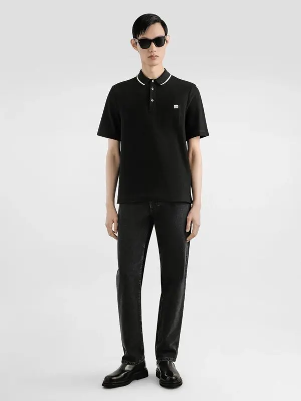 Dolce & Gabbana Cotton Piqué Polo Shirt - Black