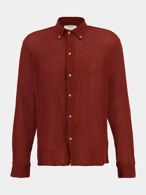 Spiritum Tulum Terracotta Balam Cotton Shirt - Red