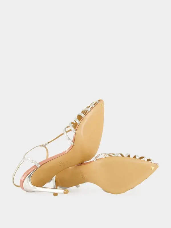 FRANCESCO RUSSO Cage Sandals In Mirrored Leather