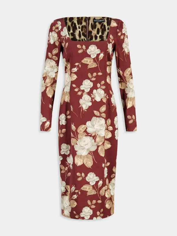 Dolce & Gabbana Vintage Rose-print Satin Midi Dress - Multicolour