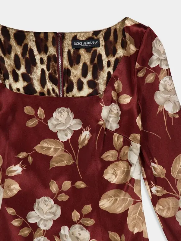 Dolce & Gabbana Vintage Rose-print Satin Midi Dress - Multicolour