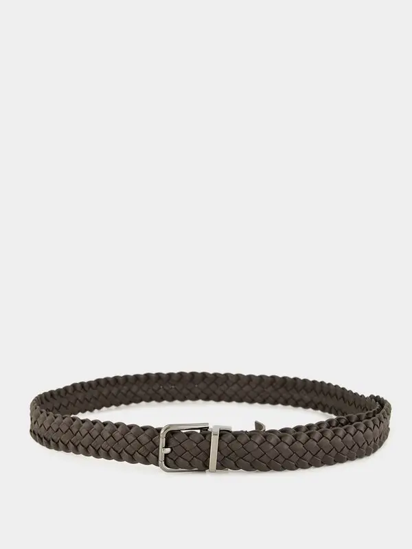 Dolce & Gabbana Woven Goatskin Belt - Brown