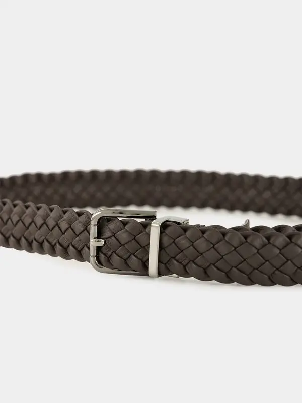 Dolce & Gabbana Woven Goatskin Belt - Brown