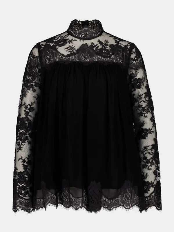 Zimmermann Hypnotic Lace Yoke Top - Black