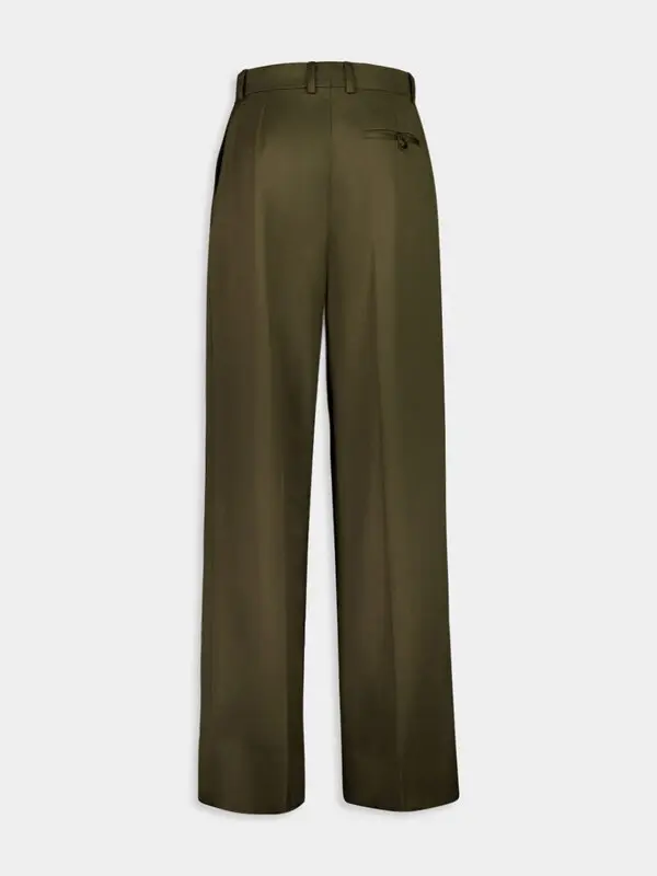 Stella McCartney Wool Pleated Trousers - Green