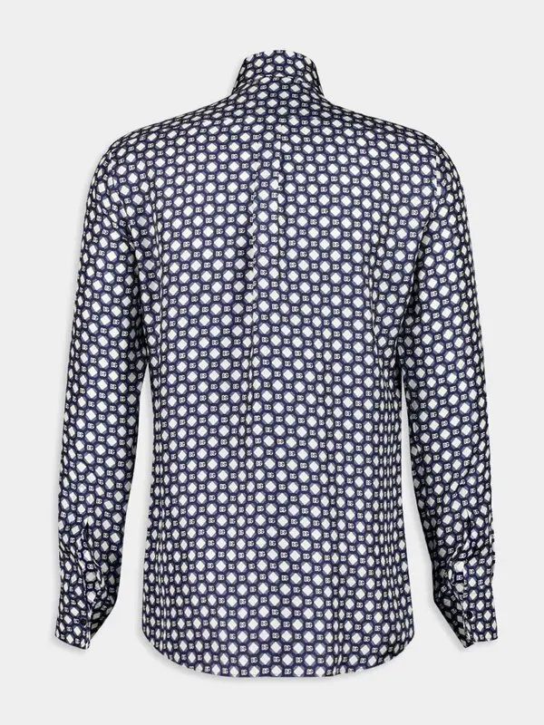 Dolce & Gabbana Printed Silk Twill Martini Shirt - Blue