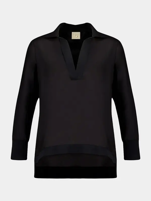 PAULA Diane V-neck Long-sleeve Top - Black