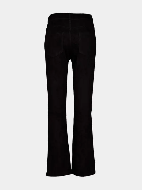 PAULA Zircon Suede Flared Pants - Black