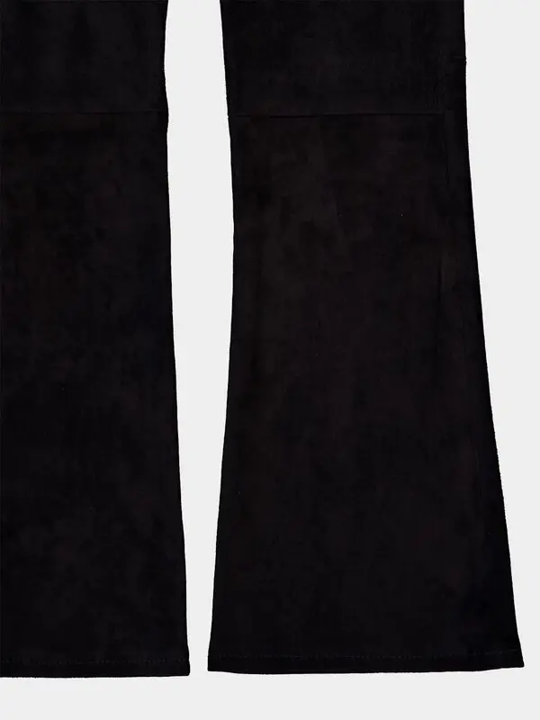 PAULA Zircon Suede Flared Pants - Black