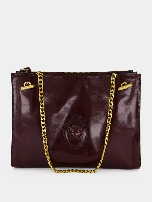 Versace Cabine Leather Shoulder Bag - Brown Season_ss26