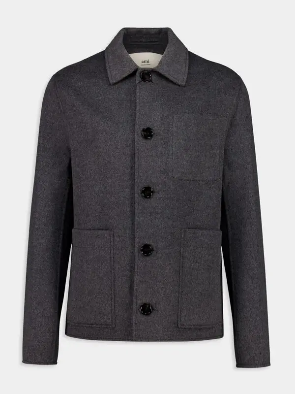 AMI Paris Heather Wool Cashmere Boxy Jacket